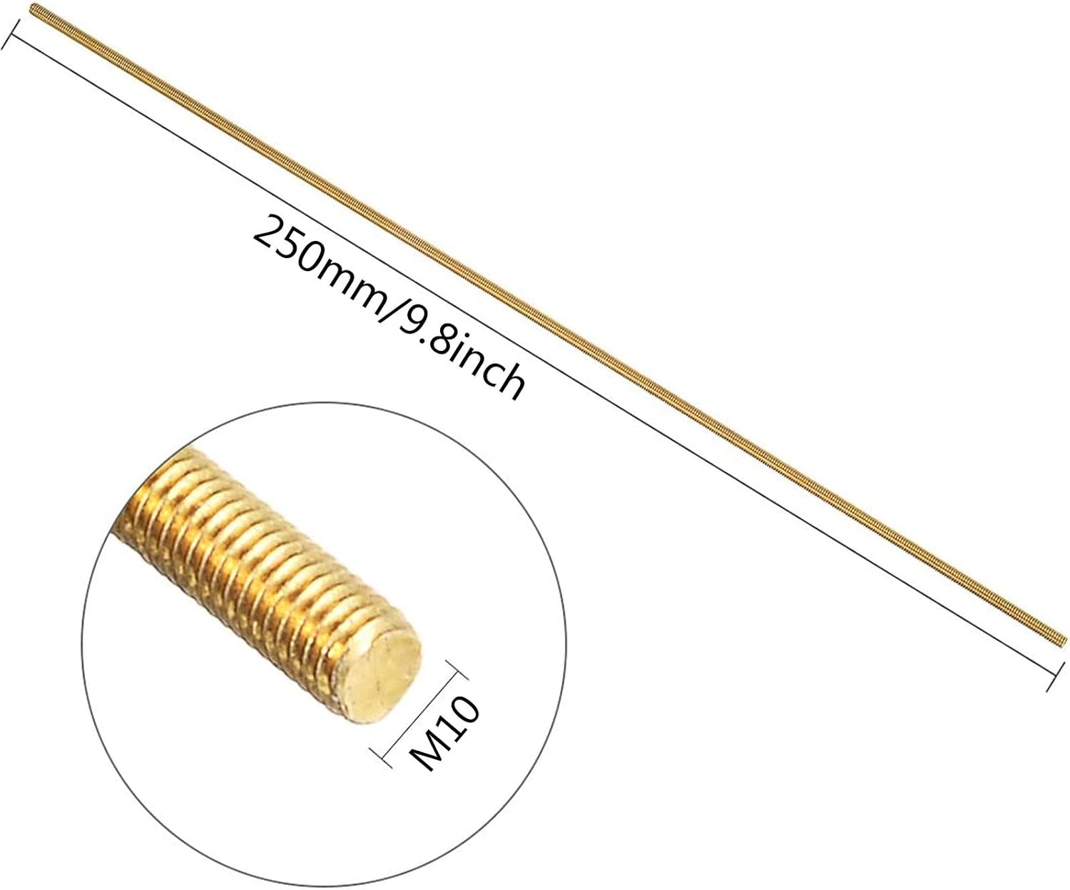 MHUI Brass Fully Threaded Rod 9.8Inch Can Be Used for Suspended ...