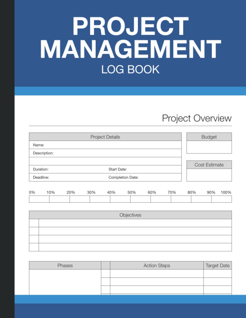 Project Management Log Book Planner Calendar Gantt Chart Task Tracker ...