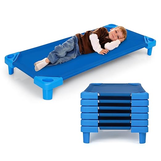Giantex 6 PCS Stackable Daycare Cot for Kids, 51" L x 22.5" W Toddler ...