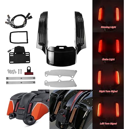 Amazon.com: HDBUBALUS Motorcycle Rear Fender Fascia LED Light Fit for Harley Touring Road Glide ...