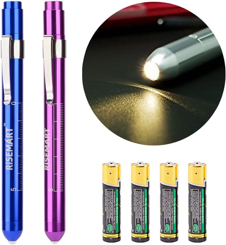 Amazon.com: RISEMART LED Penlight Medical Reusable Healthcare Pen Light ...