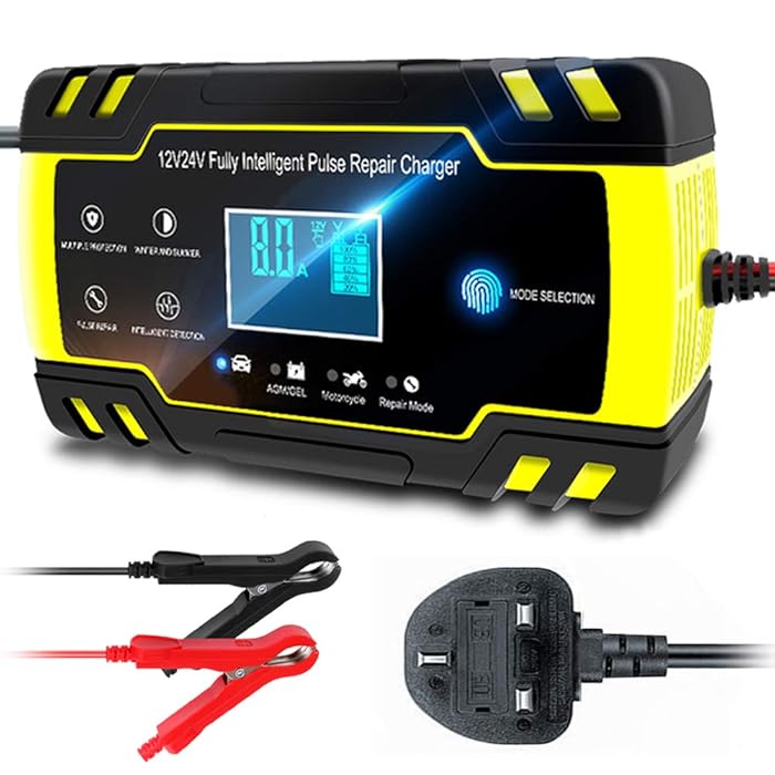 Buy ZRSDIXKI Car Battery Charger, 12V/24V 8A Intelligent Automatic ...