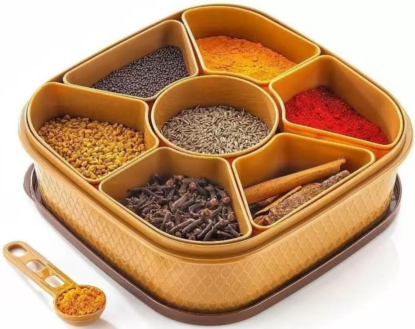 estella Masala Container for kitchen - Masala Dabba - Wooden Style ...