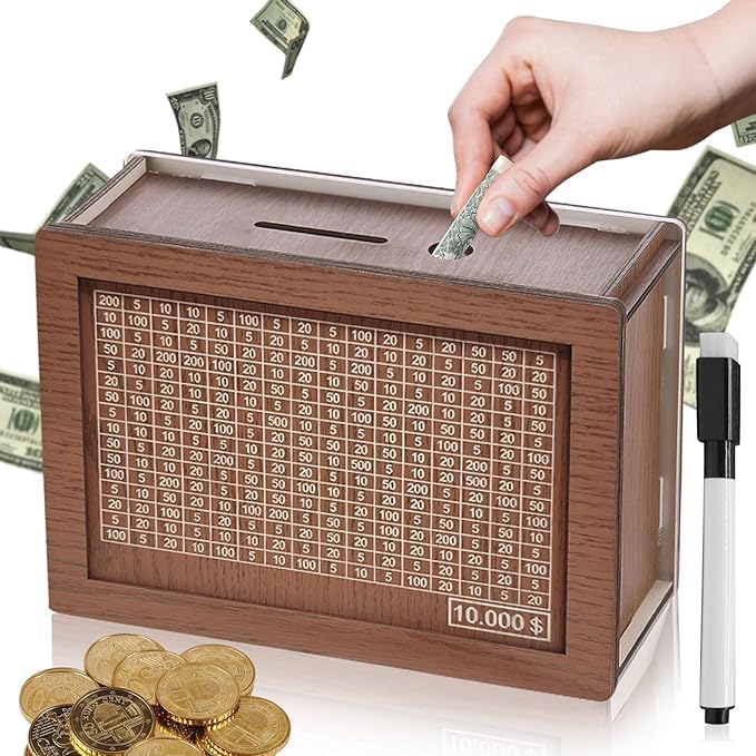 Cash Vault Wooden Savings Box,Wooden Cash Saver Money Box,Wooden Piggy ...