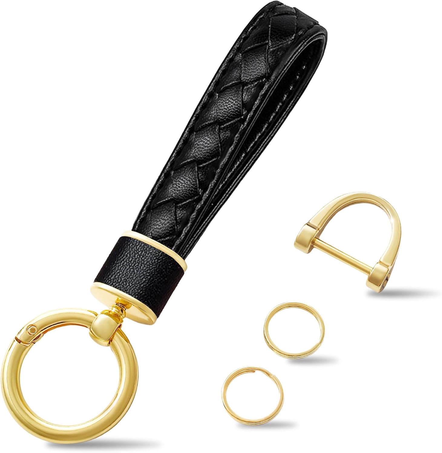 Amazon.com: Gkeygo Leather Keychains for Women, Handmade Woven Car ...