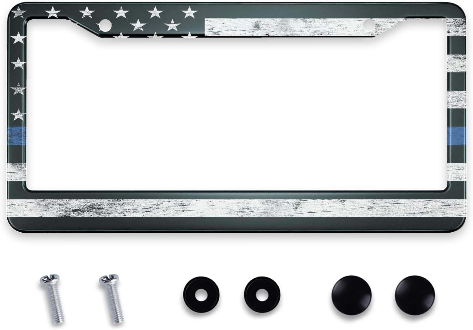 Amazon.com: Black and White American Flag License Plate Frame Vintage ...