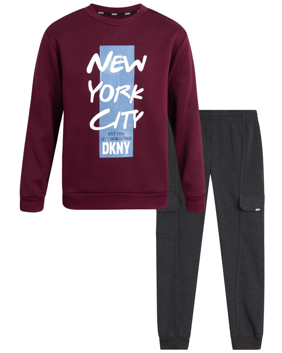 Amazon.com: DKNY Boys' Active Joggers Set - 2 Piece Ultra Soft Fleece Pullover Hoodie Sweatshirt ...