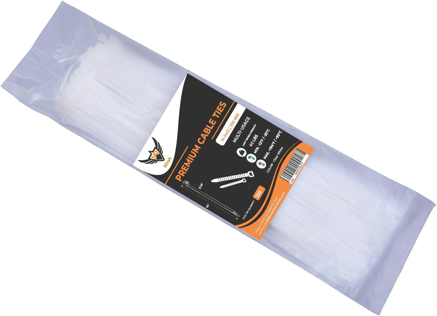 Amazon.com: 14" Zip Ties Heavy Duty Plastic Zip Wire Ties 49 lb Tensile ...