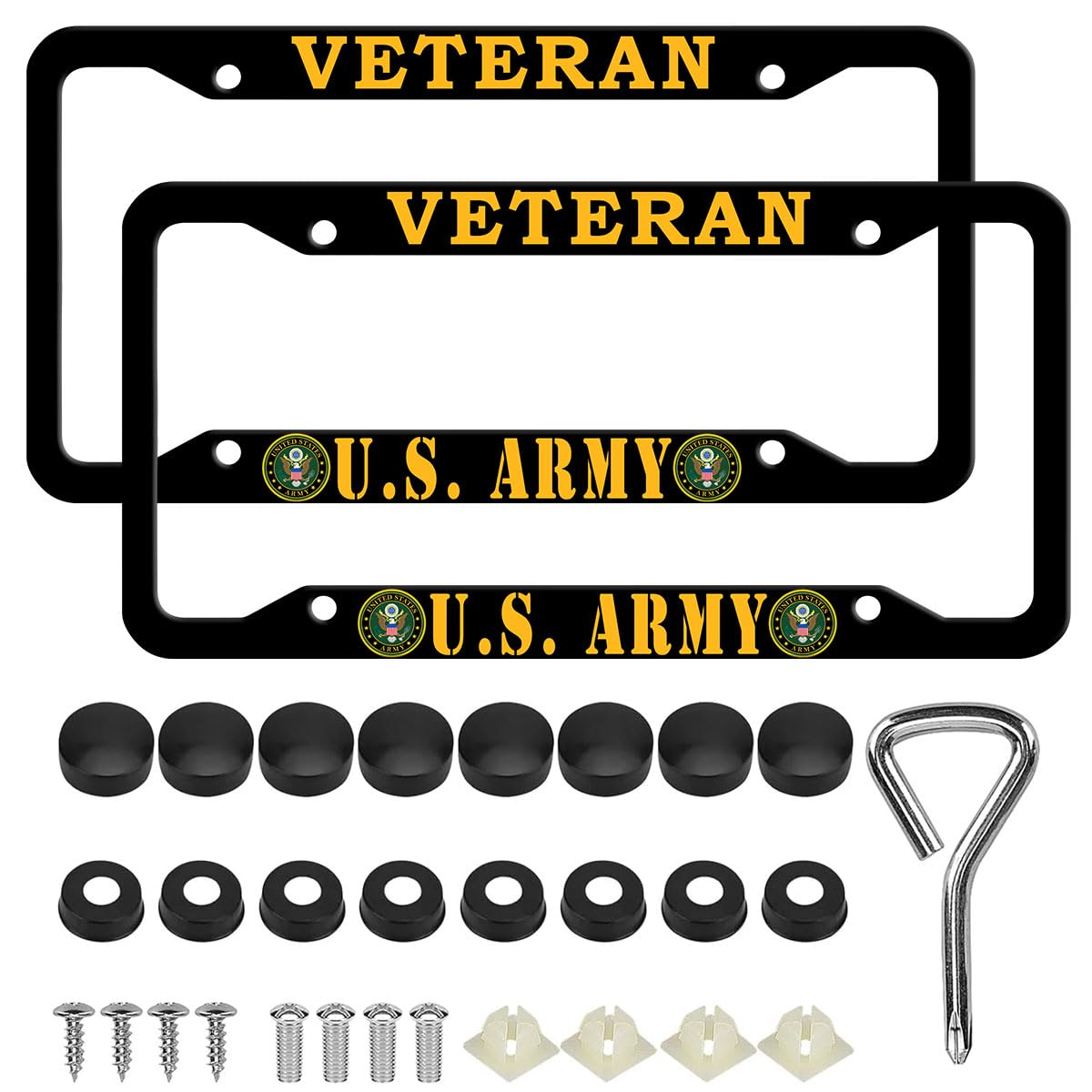 Amazon.com: 2 Pcs Aluminum Veteran License Plate Frame for U.S. Army,4 ...
