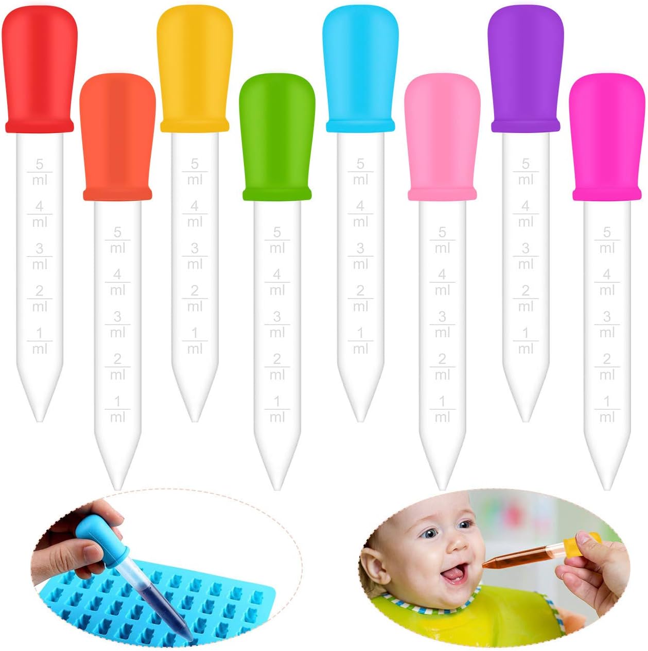 BAGTeck 8 Pack Liquid Droppers Silicone 5ml Clear Liquid Medicine Eye ...