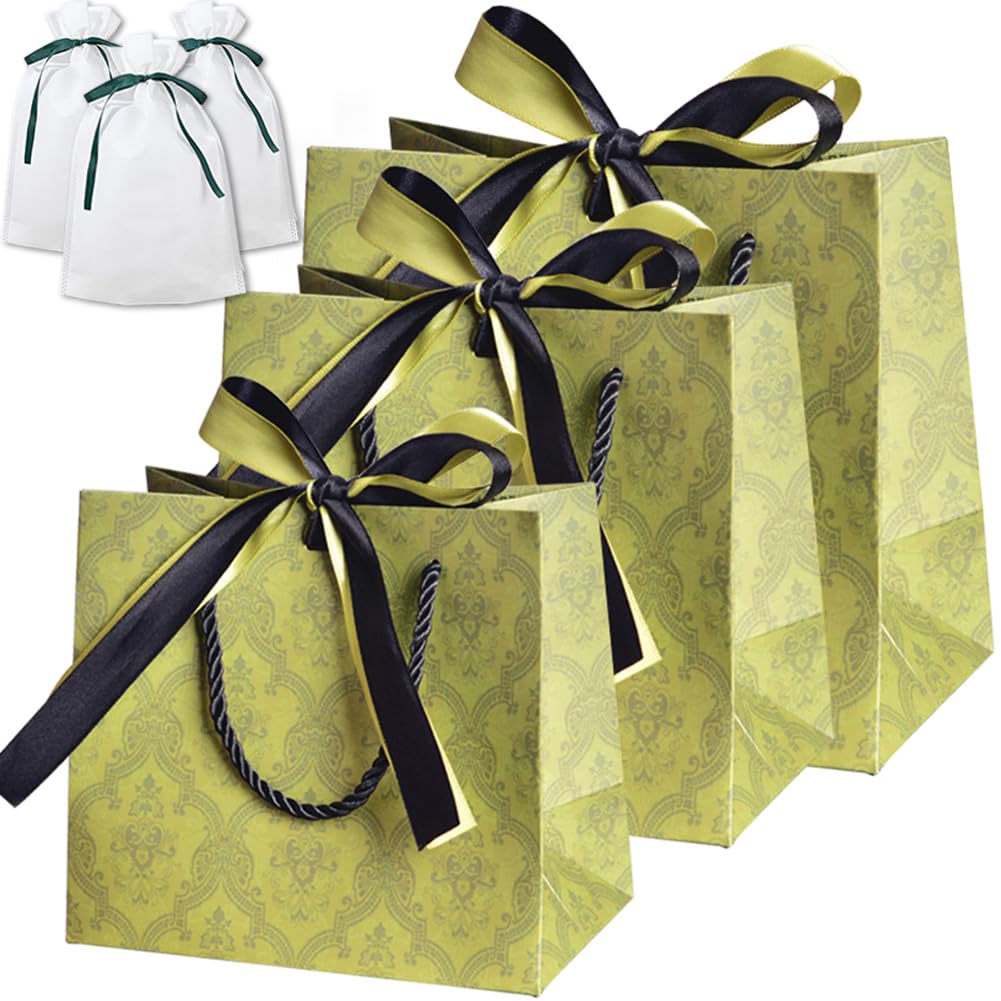 Amazon | REDICE ラッピング 袋 紙袋 手提げ袋 ギフトバッグ リボン付き 巾着袋3枚付き 厚手 ギフト包装 プレゼント用 ...