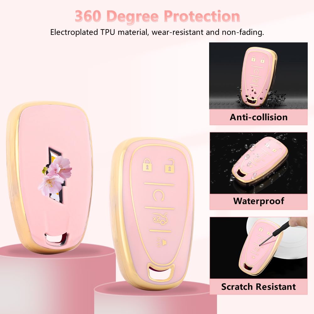 Snapklik.com : Key Fob Cover For Chevy Chevrolet Pink Gold Soft TPU 5 ...