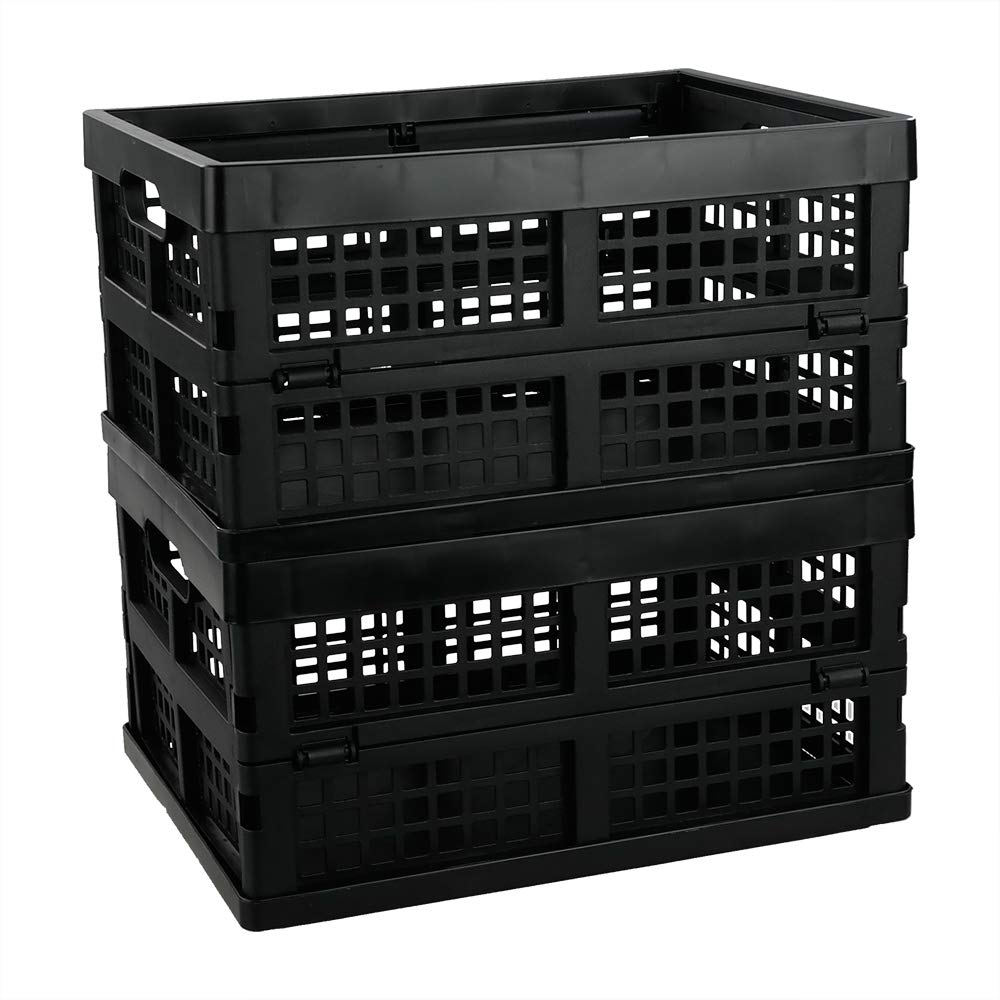 Amazon.com: Saedy 16 Liter Black Folding Storage Crates, Collapsible ...