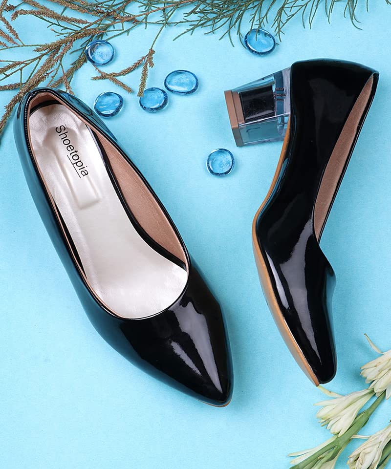 Buy Shoetopia Women & Girls Pointed Toe Stylish Pumps/Belly-240/Black ...
