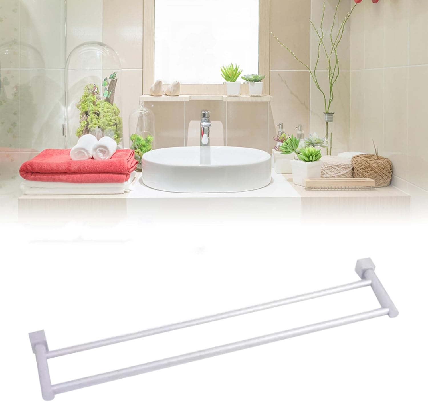 Amazon.com: Double Towel Bar,Space Aluminum Towel Holder Hanger,22 Inch ...