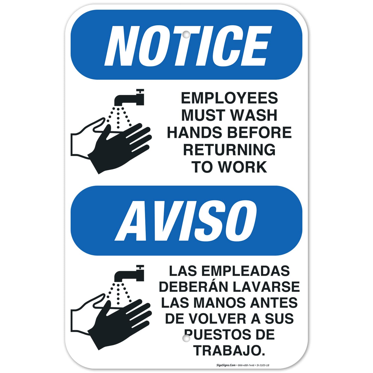 Bilingual Wash Hands Sign