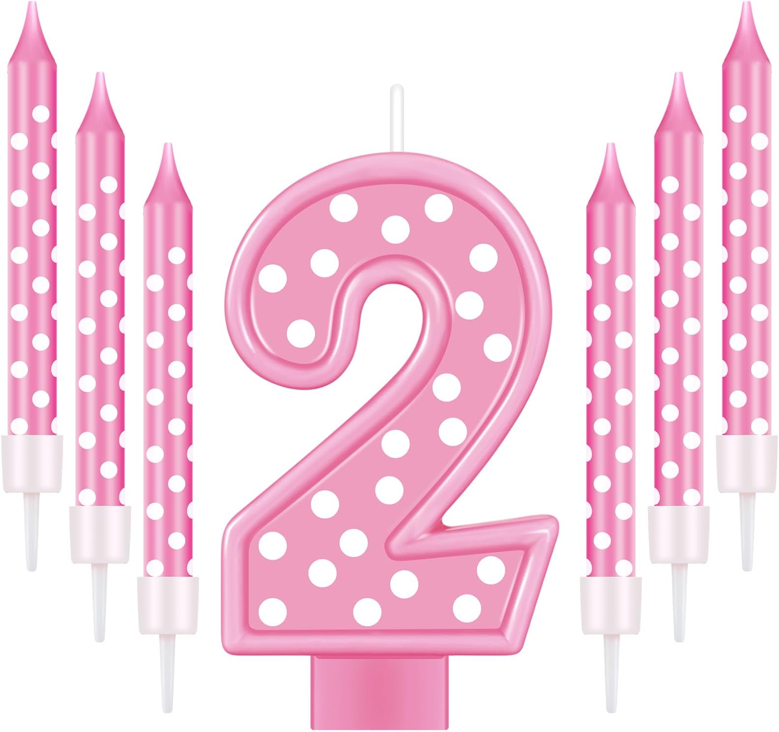 Amazon.com: Birthday Candle Number Girls 3 Inch Hot Pink Candle and 6 ...