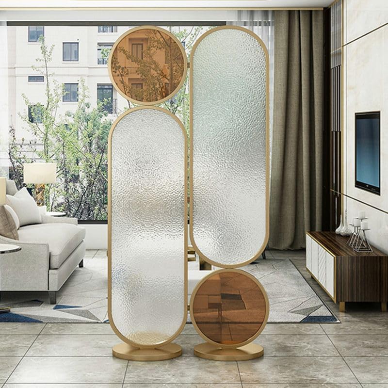 Amazon.com - SUSUO Room Divider, 2 Panel Decorative Glass Wall Dividers ...