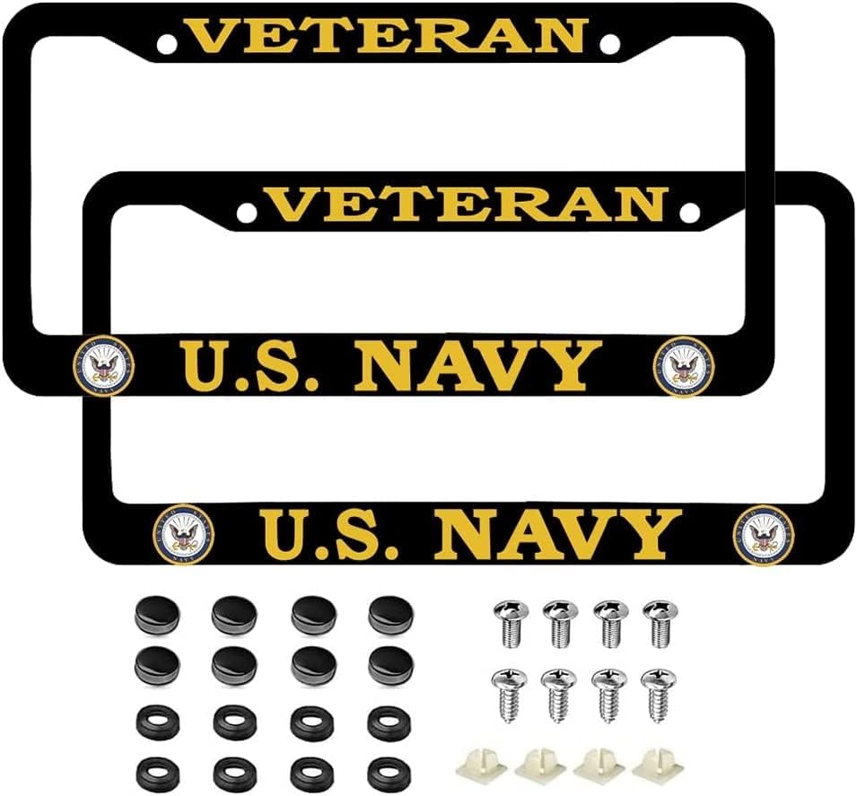 Amazon.com: 2pcs fit for Veteran US Navy License Plate Frames,Newest ...
