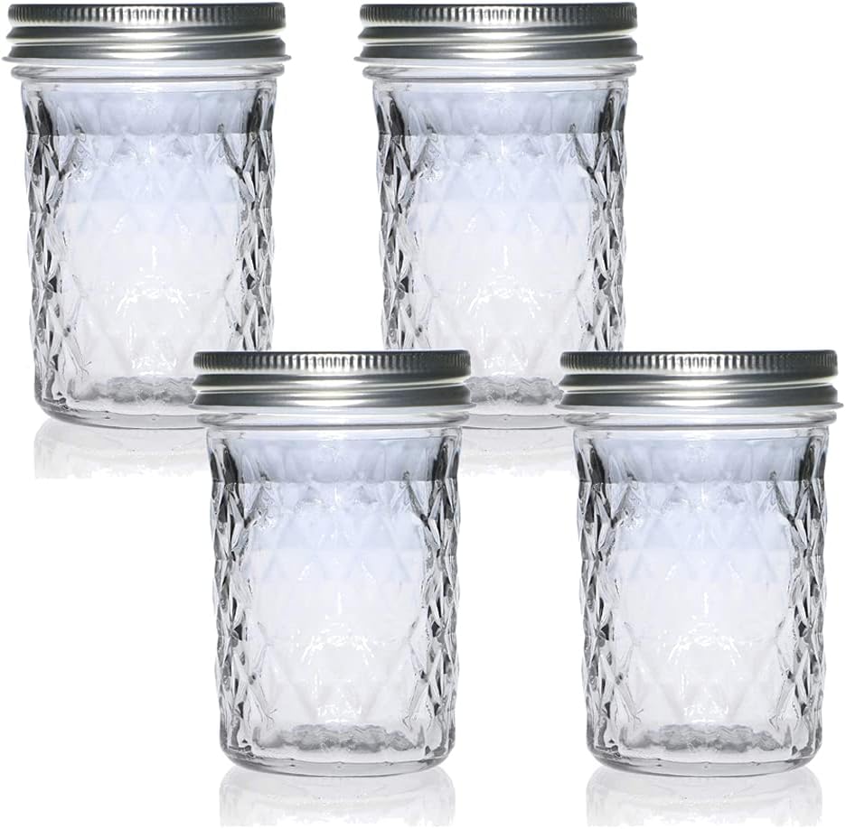 Hexagonal Mouth Glass Jam Jars - Set of 24 | 250ml Capacity | Glass ...