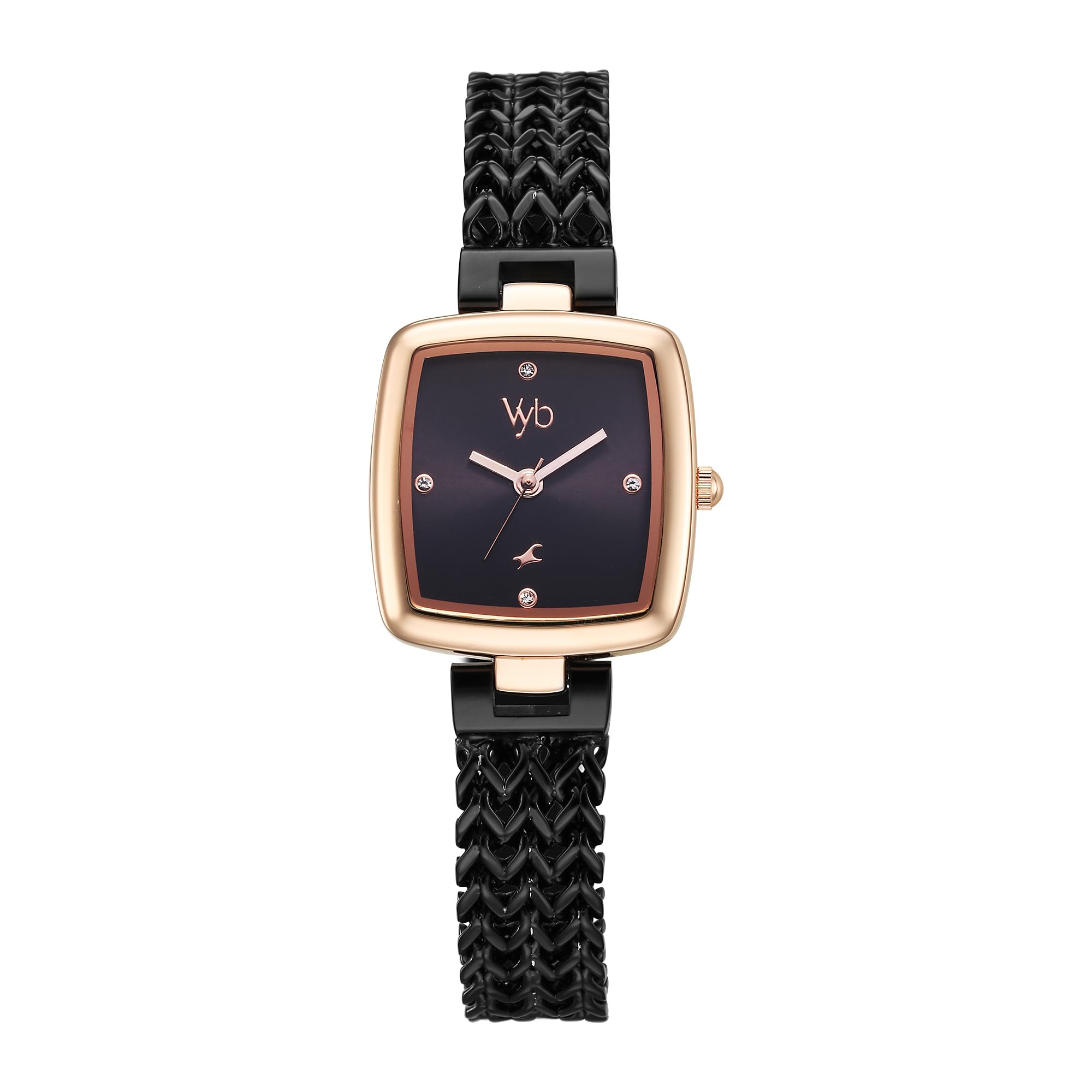 Buy Fastrack Vyb Quartz Analog Black Dial Black Chain Bracelet Strap ...