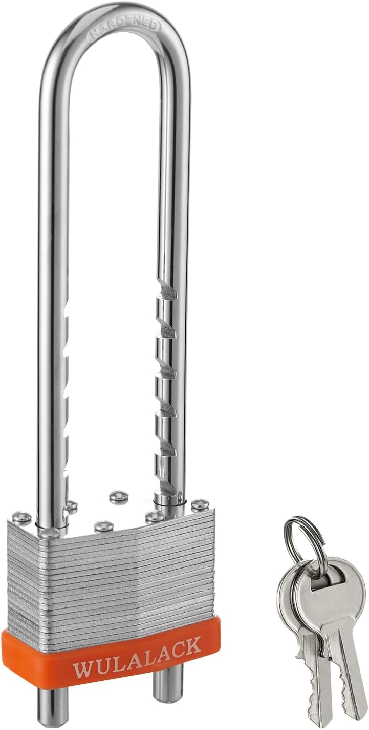 Master Lock Silver Outdoor Laminated Padlock with Keys, Extra Long ...