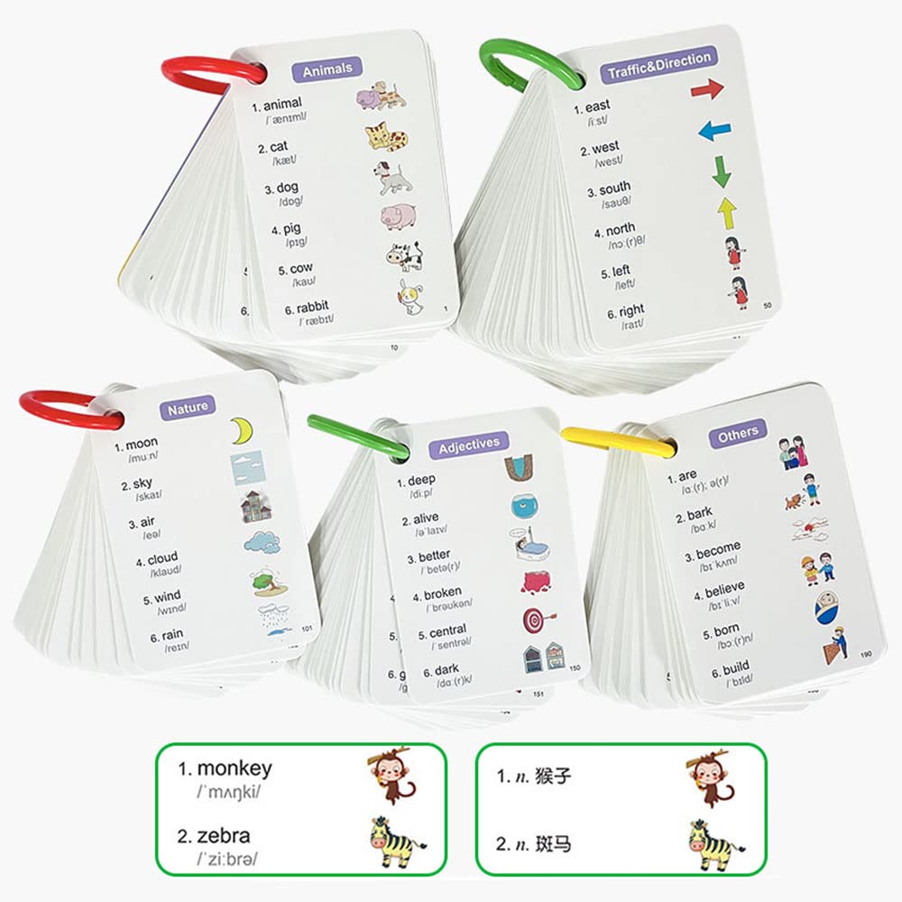 Amazon.com: Lachilly 1200 Words English Chinese Flash Cards for Kids ...