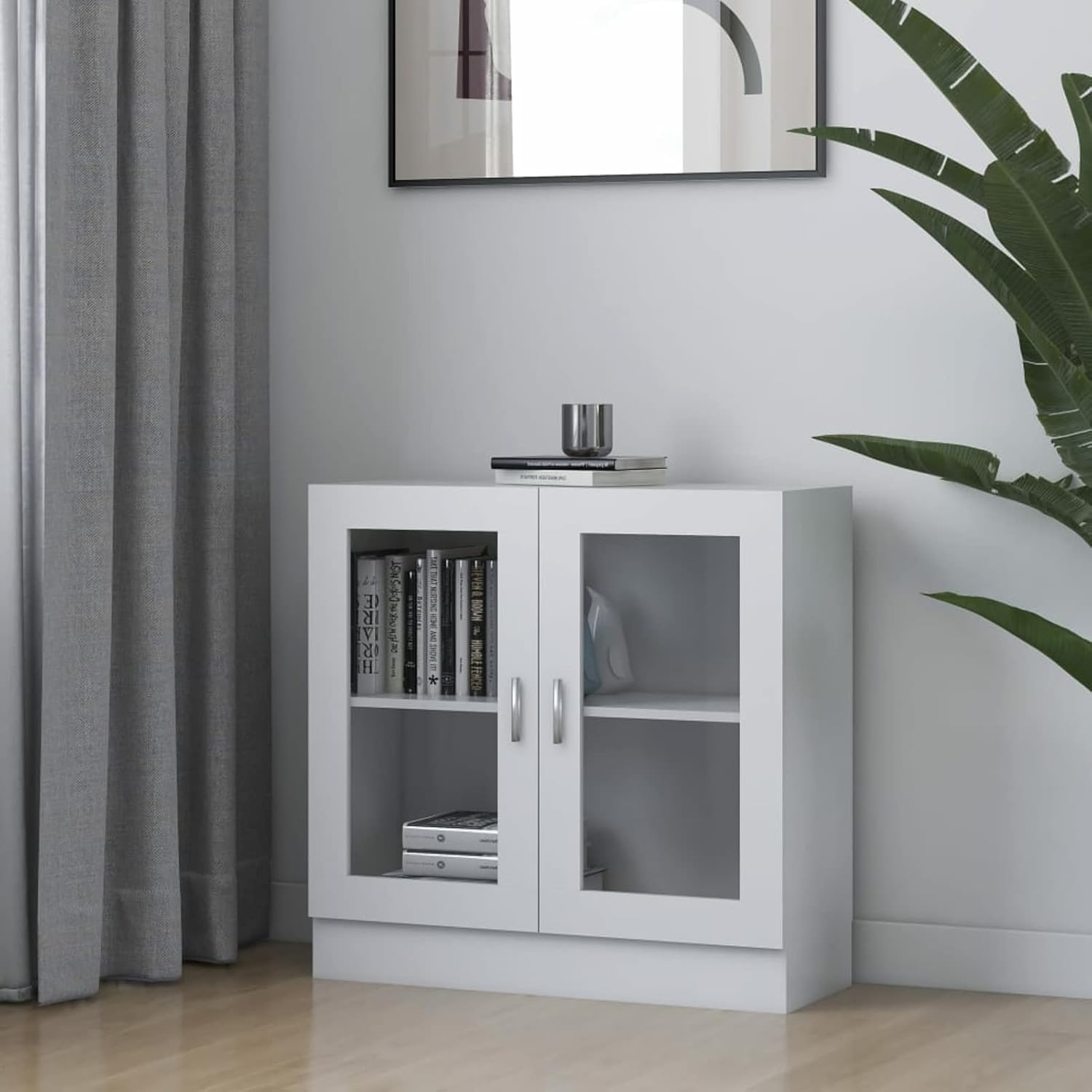 Gecheer Vitrine Cabinet White 82.5x30.5x80 cm Engineered Wood ...