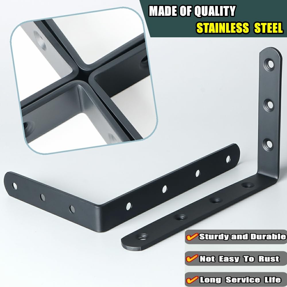 Snapklik.com : Alise Floating Shelf Brackets,Black Bracket For Shelves ...