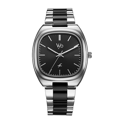 Fastrack Vyb Quartz Analog Black Dial Steel + Black Sheet Metal Strap ...