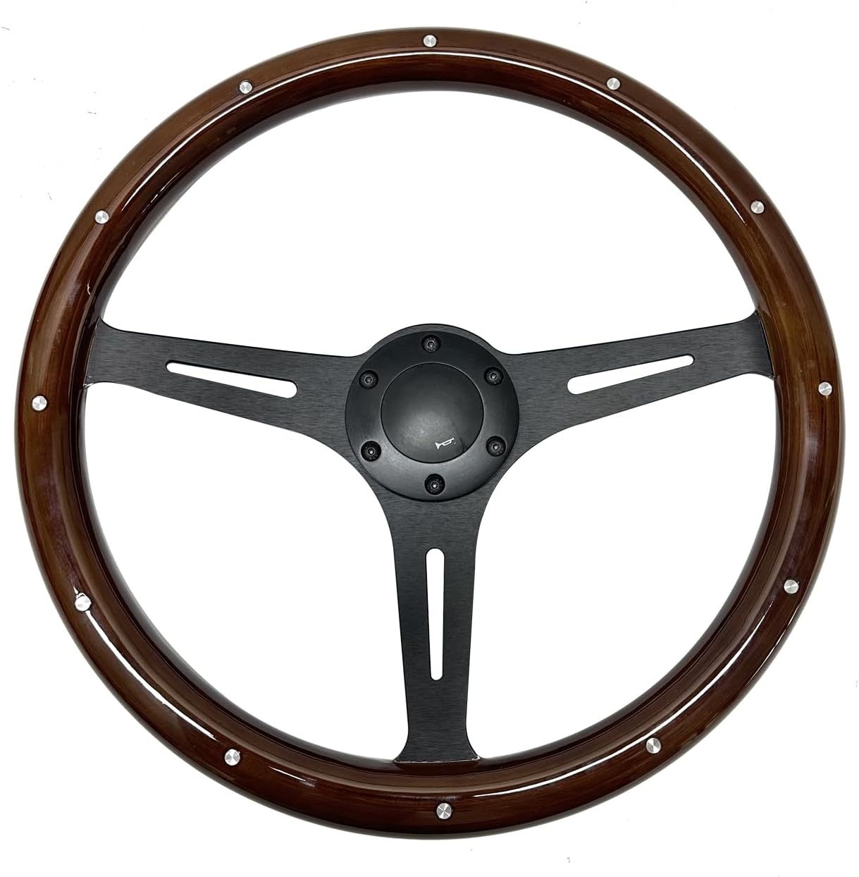 Amazon.com: Hiracing15"" Classic Wood Grain Steering Wheel With Riveted ...