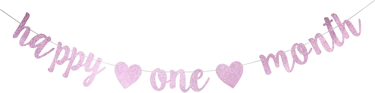 Amazon.com: Happy One Month Banner, Baby Shower Party Decorations ...