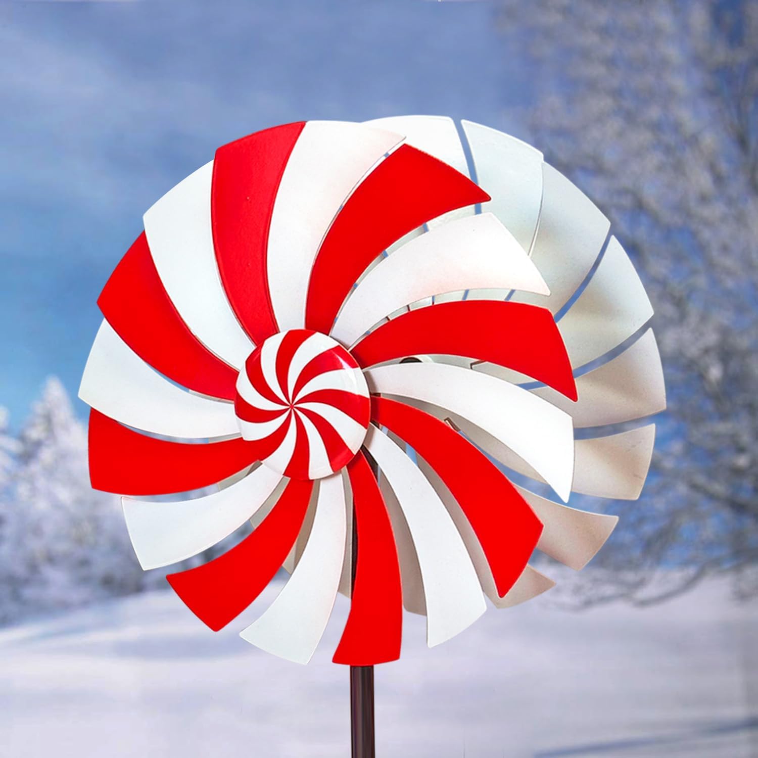 Amazon.com: Collections Etc Red Bow Peppermint Wind Spinner Garden ...