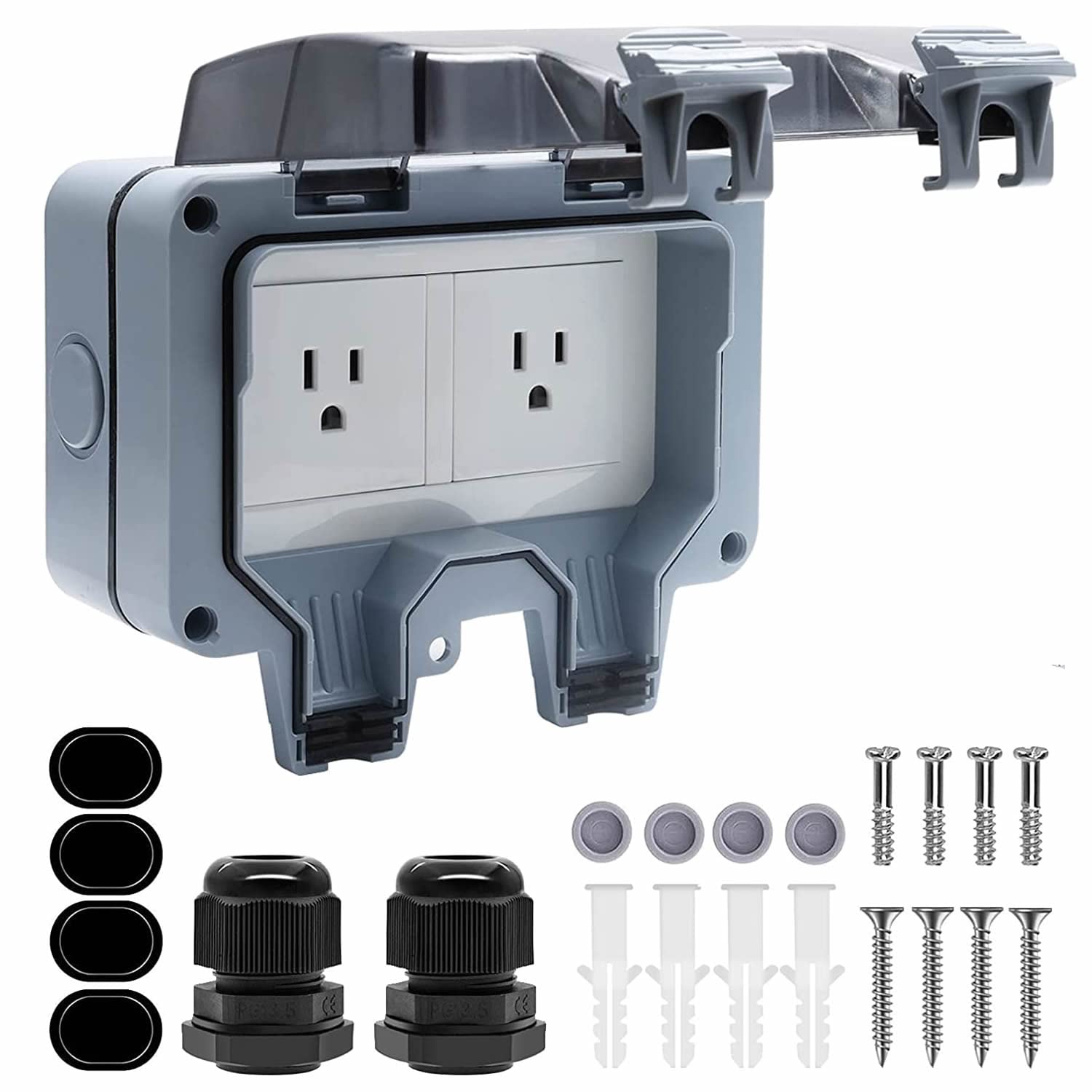 CHAMPAN Outdoor Socket IP66 Waterproof Outlet, Wall Socket Wet Room ...