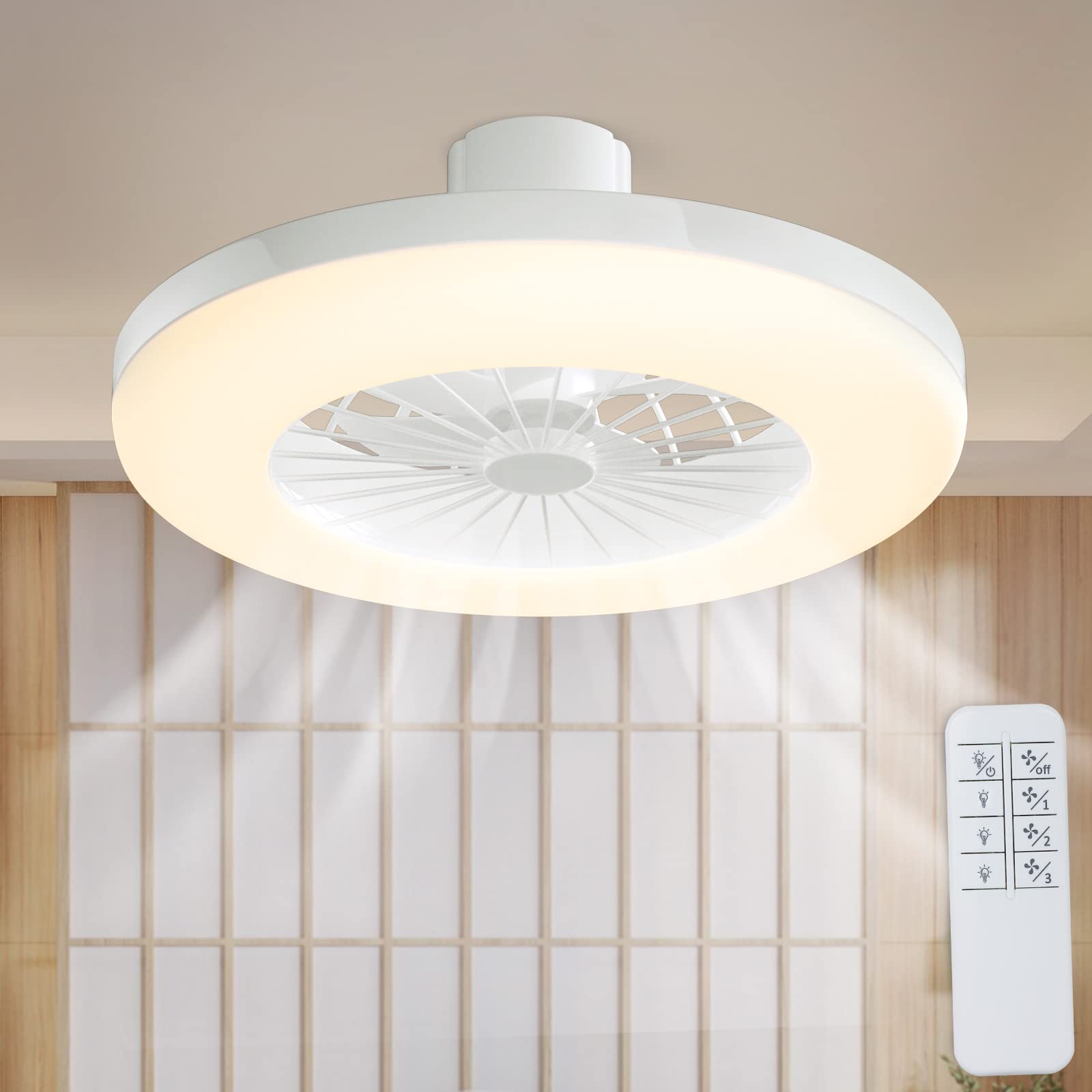 Amazon.co.jp : DINGLILED シーリングファンライトLED小型ファンライト引き掛け取付タイプ ファン付き照明 Ra85 ...
