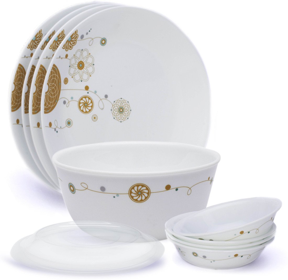 Corelle India Collection Elite Dinner Set, 10-Pieces, White/Multi ...