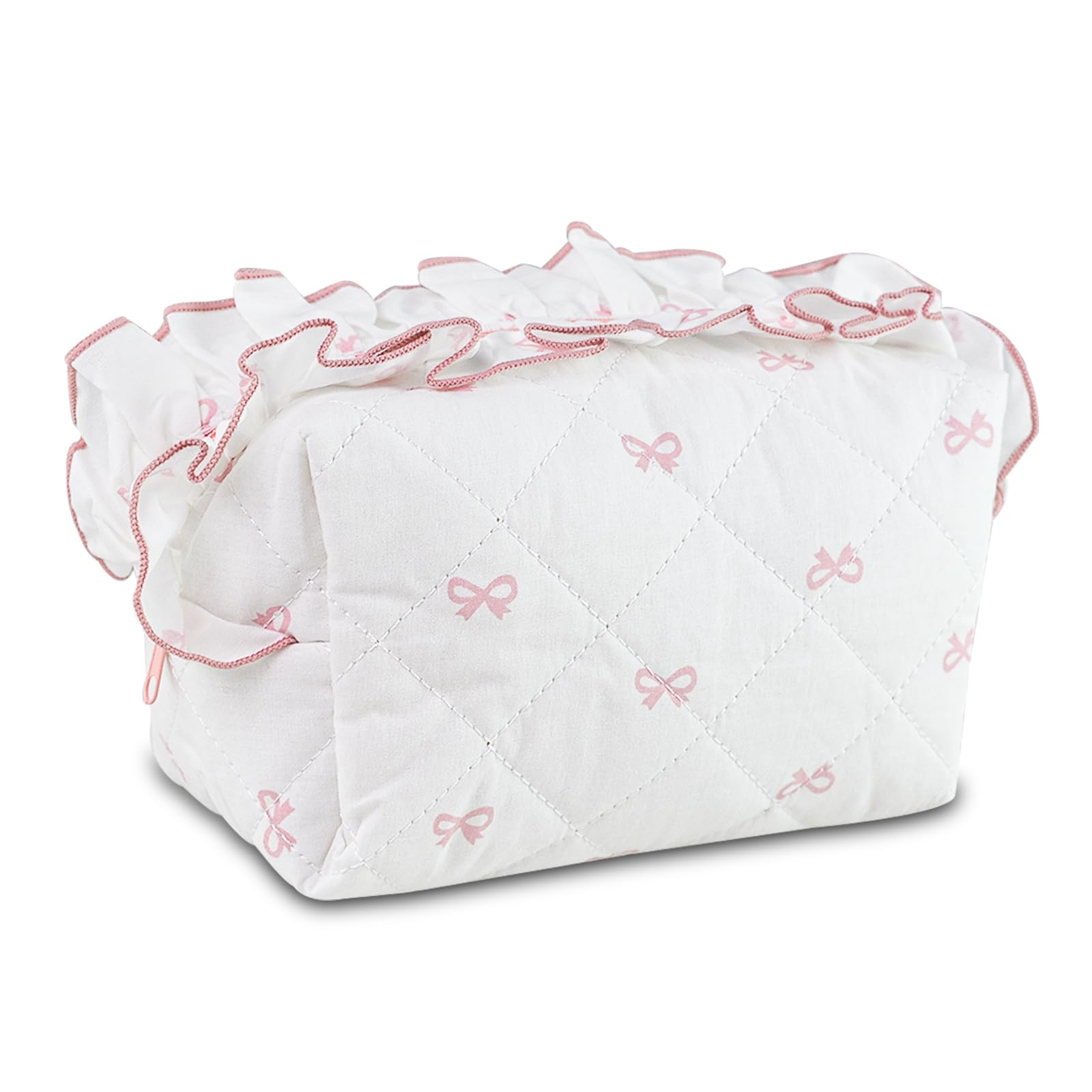 Amazon.com: Quilted Makeup Bag Aesthetic Bow Cosmetics Bag Cute ...