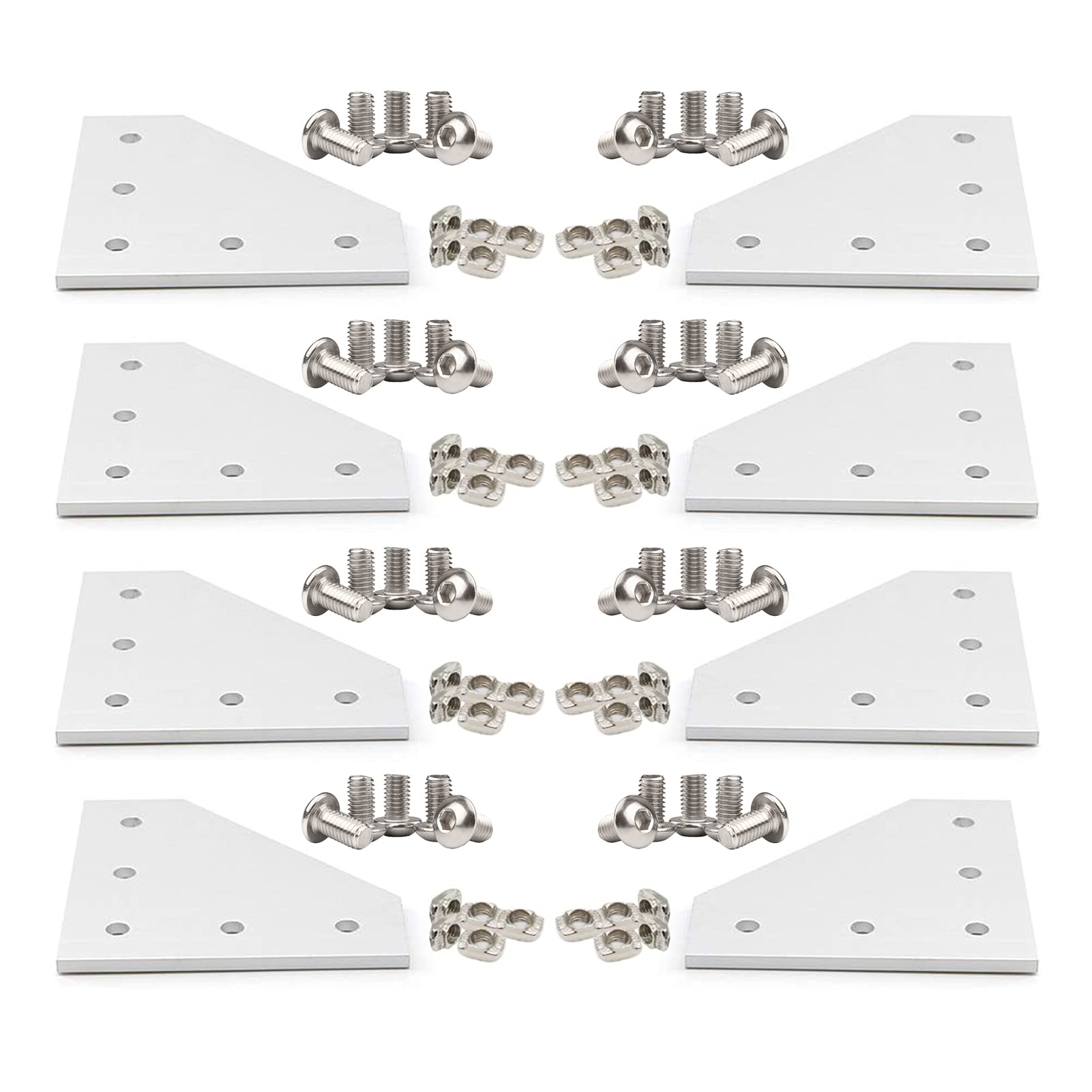 Buy 8Sets 20mm Silver Anodic Oxidation L Shape Corner Bracket Plate ...