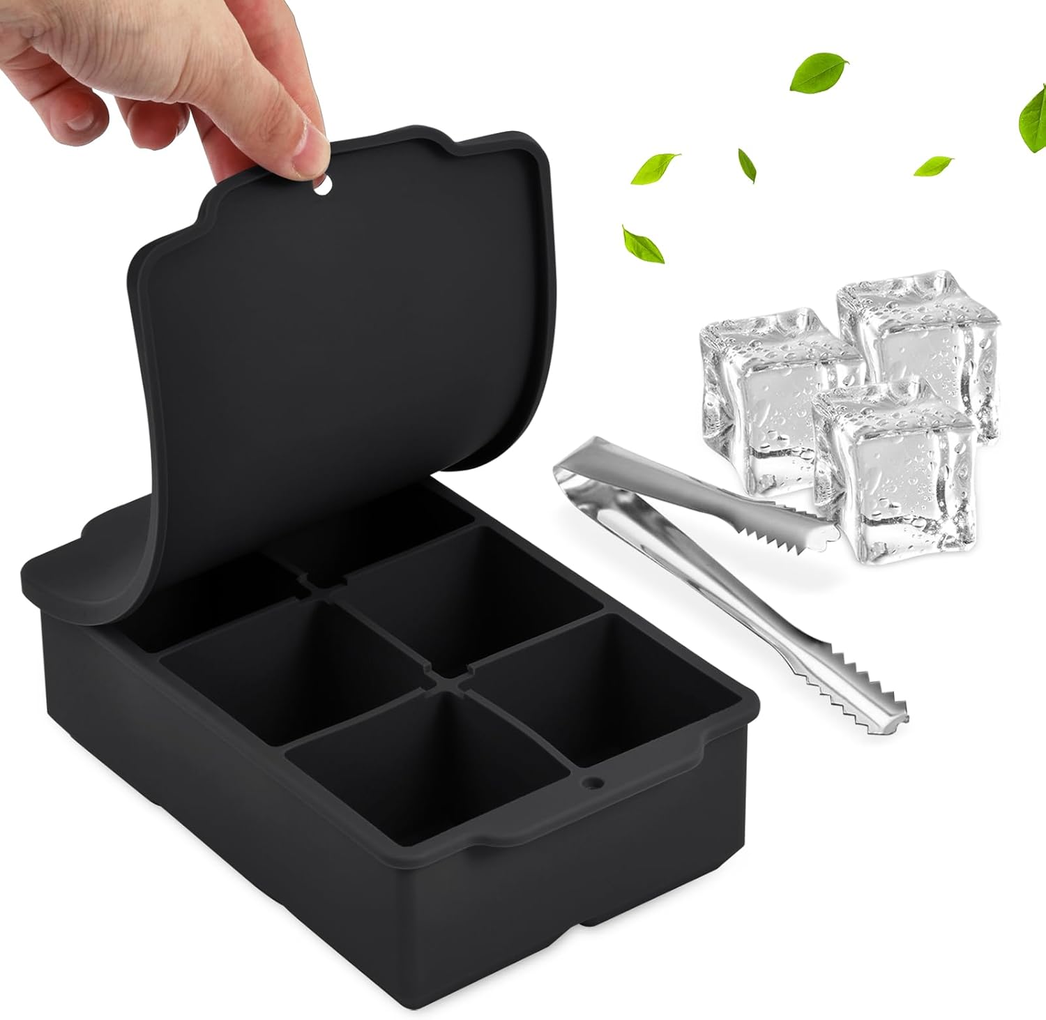 Amazon.com: Boyizuiyou Large Ice Cube Tray with Lid, Whiskey Ice Cubes ...