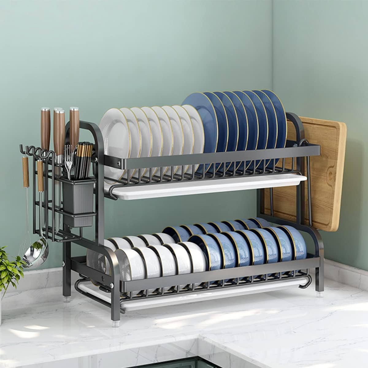 Amazon.com - Hilengy Small Dish Drying Rack, 2-Tier Dishrack Compact ...