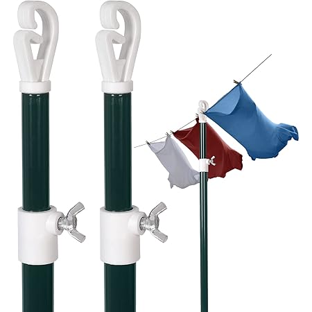 AAMEN Heavy Duty Telescopic Washing Line Pole - Adjustable Washing Line ...