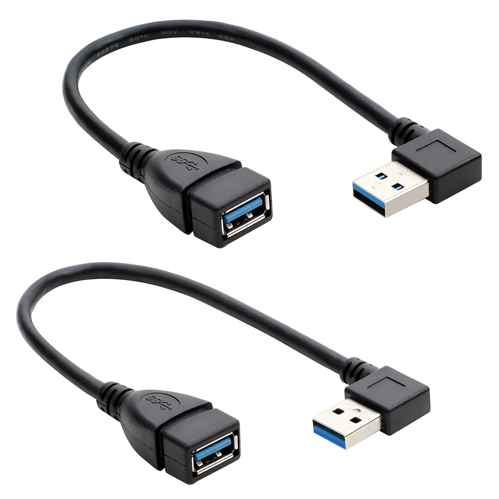 talNite 2PCS SuperSpeed USB 3.0 Extension Data Cable,90 Degree Male to ...