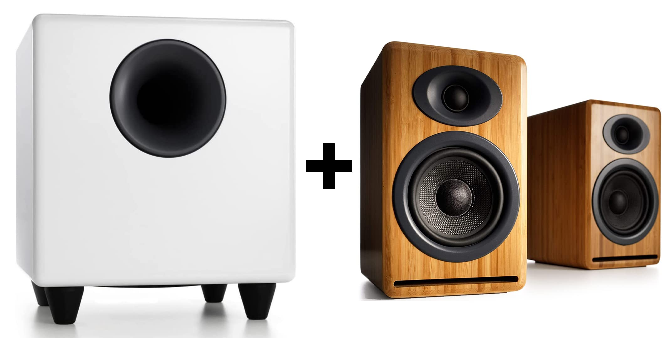 Amazon.com: Audioengine P4 Bamboo Passive Bookshelf Speakers and S8 White Subwoofer : Electronics