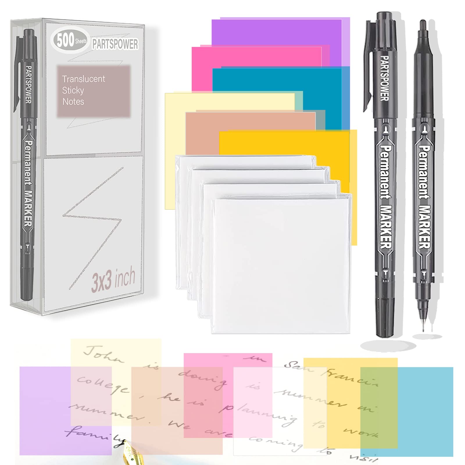 Buy 400 Sheets Transparent Sticky Notes, 3x3 inch Translucent Adhesive ...