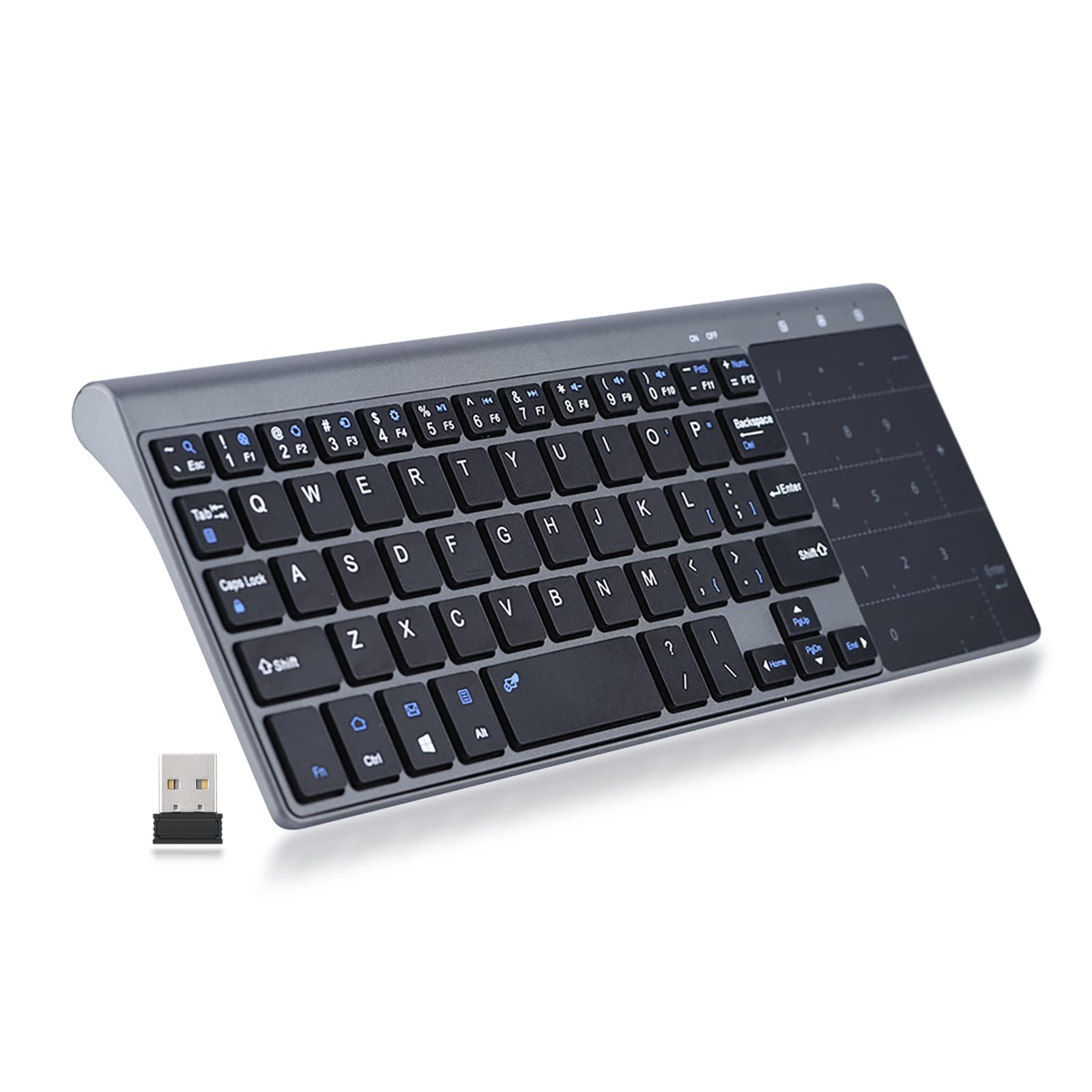 Keyboard with Touchpad, Mini QWERTY Keyboard Ultra-Thin with Receiver ...