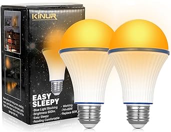 KINUR 7W A19 1800K Amber Light Bulb-Warm Light Bulbs for Sleep and Baby ...