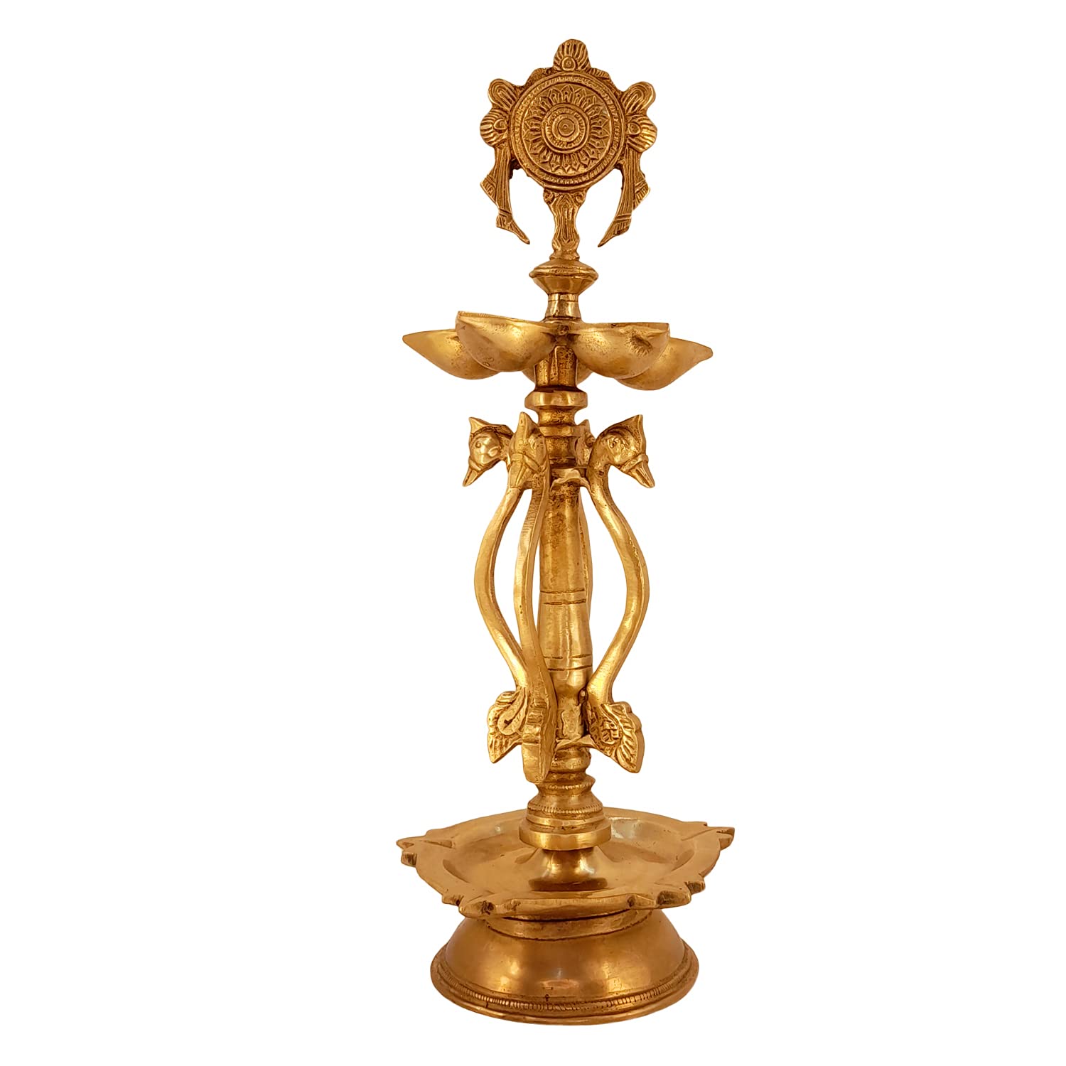 Buy Kartique Brass Multi Slot Oil Lamp Diya Chakra Deepam for Home ...