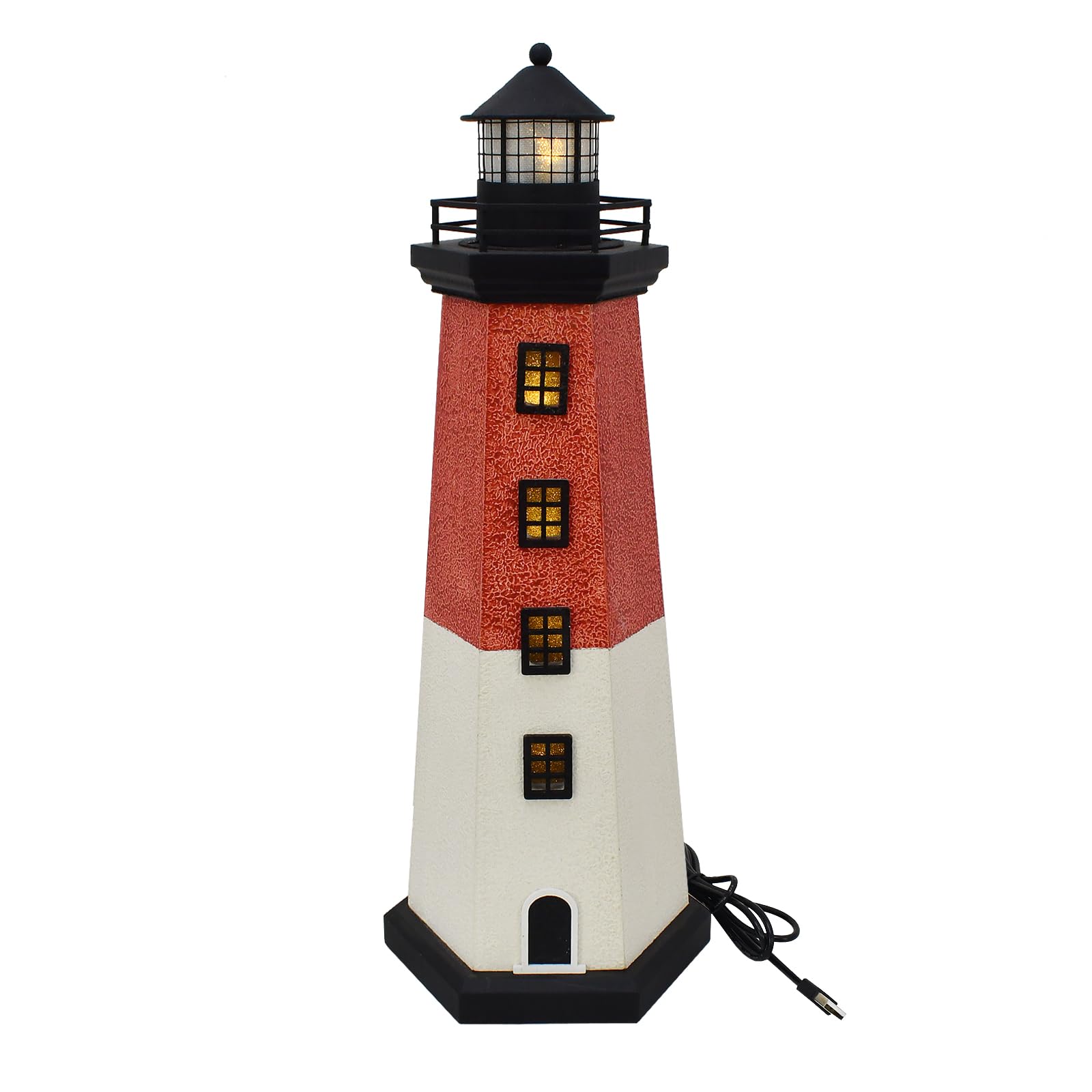 Amazon.com: Nautical Decor Wooden Lighthouse with Lights Beach Themed ...