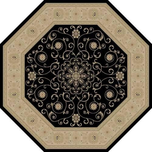 Amazon.com: Universal Rugs 104023 Black 6' Octagon Area Rug, 5-Feet 3 ...