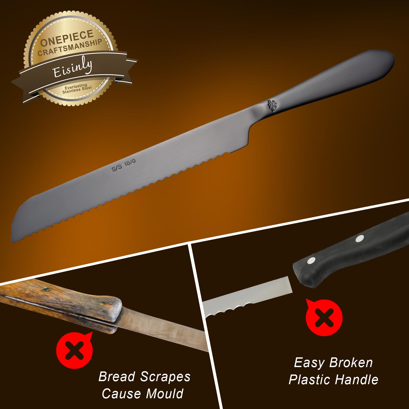 Snapklik.com : Bread Cutting Knife, 13 Inches Serrated Bread Knives For ...